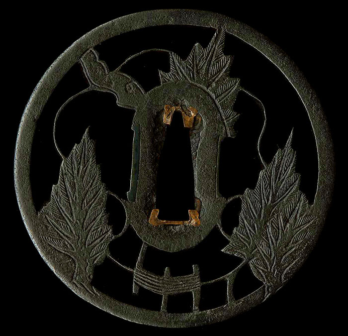 Japanese Sword Tsuba Sale - Sukashi Pine Trees Tsuba